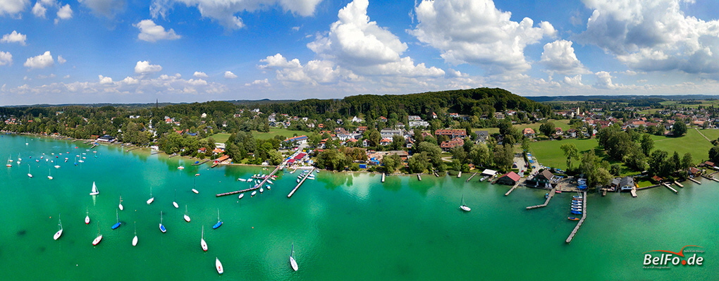 Wörthsee im oberbayrischen Fünfseenland (fünf-seen-land) mit Auing ...